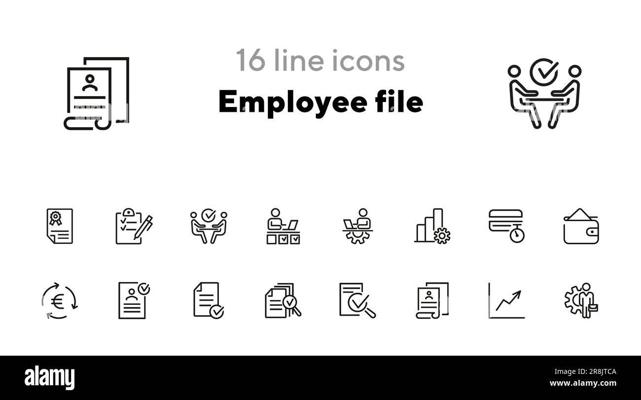Employee file line icon set Stock Vector Image & Art - Alamy