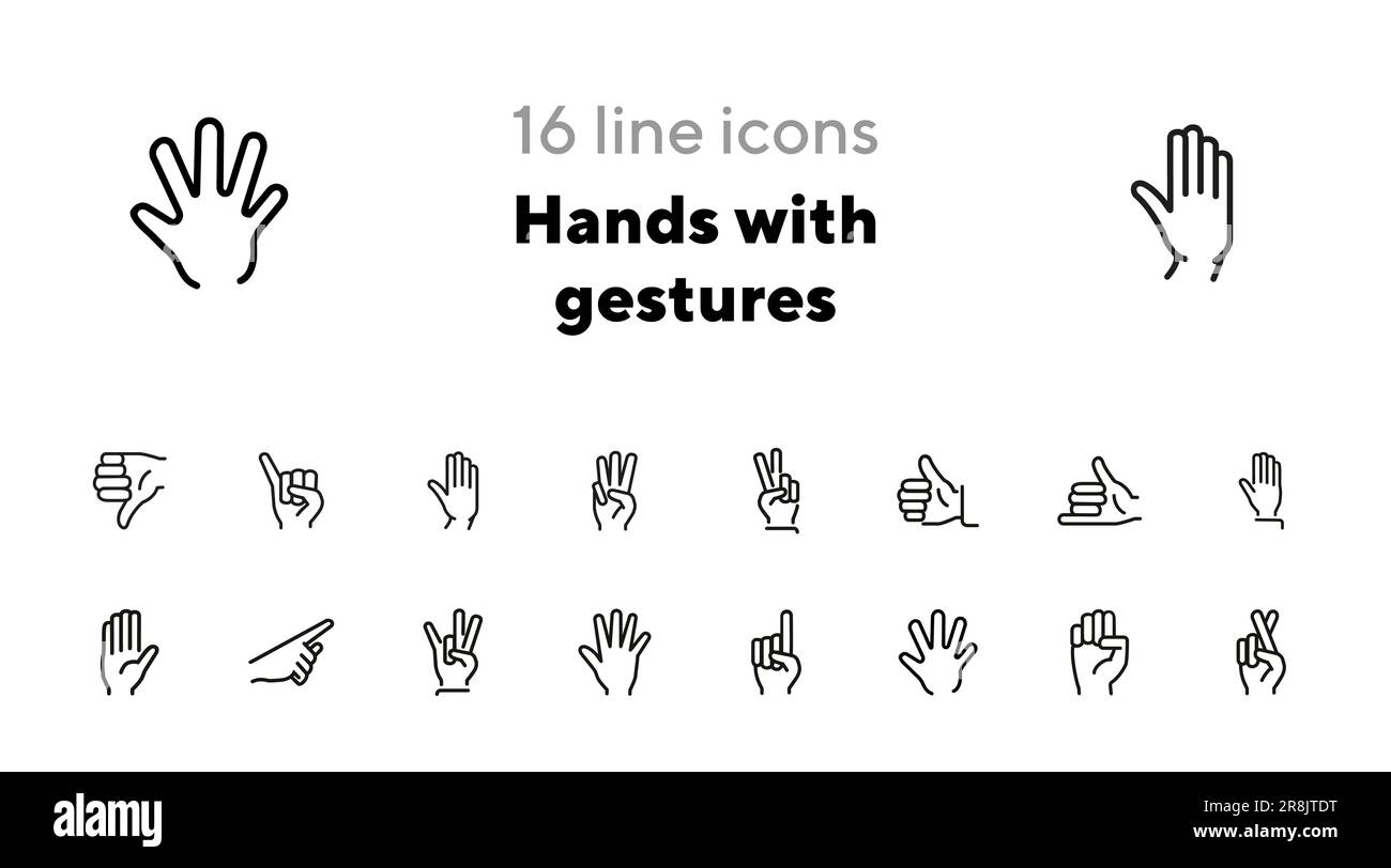 Hands with gestures line icon set Stock Vector Image & Art - Alamy