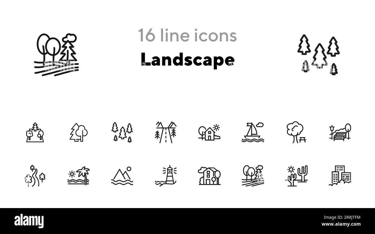 Landscape line icon set Stock Vector Image & Art - Alamy