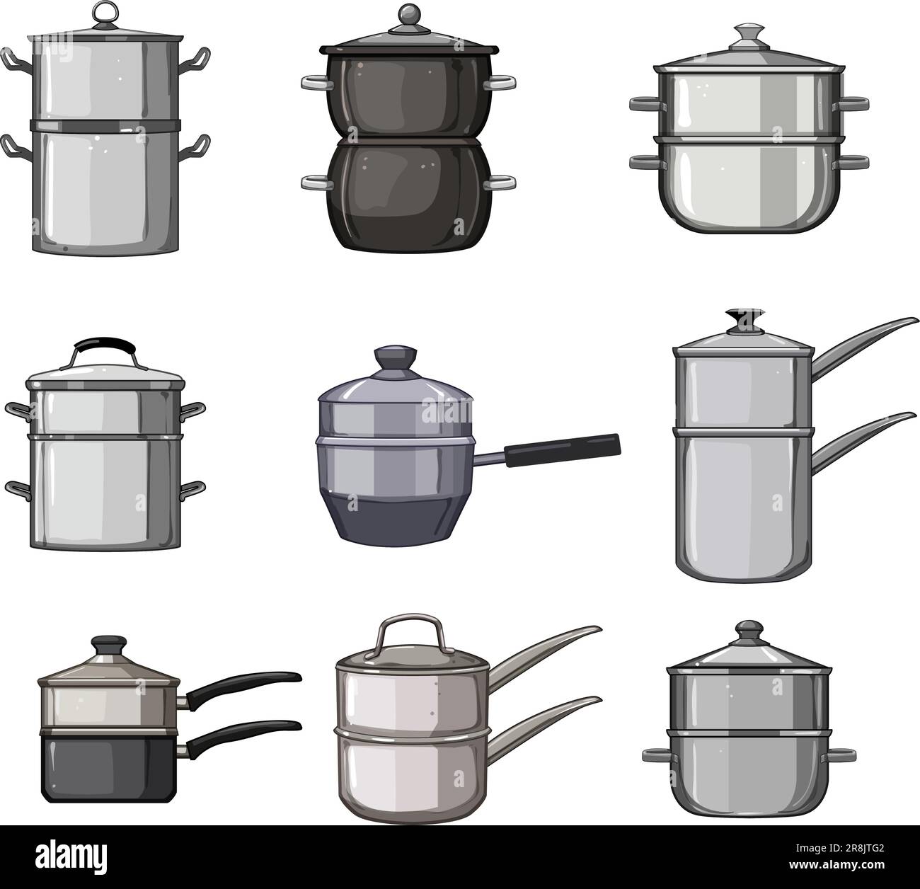 double boiler pan set cartoon vector illustration Stock Vector Image ...