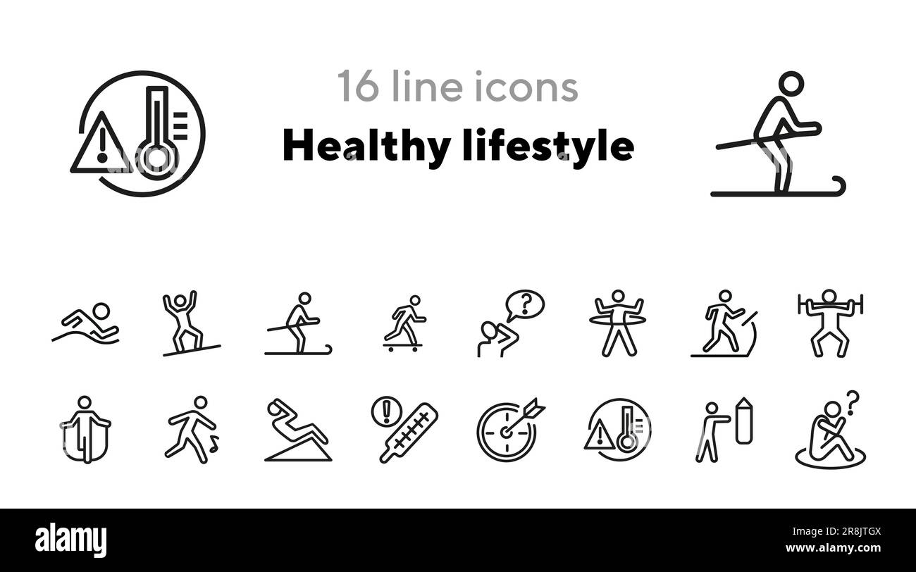Healthy lifestyle line icon set Stock Vector Image & Art - Alamy