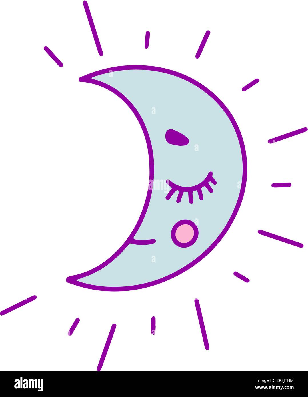 Cute moon sleep. Hand drawn cartoon vector illustration Stock Vector ...
