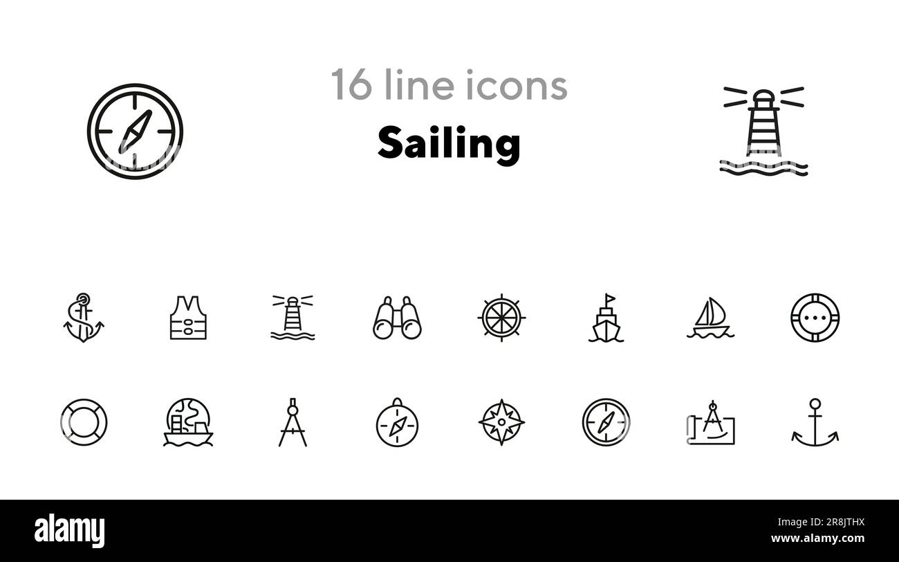 Sailing line icon set Stock Vector Image & Art - Alamy