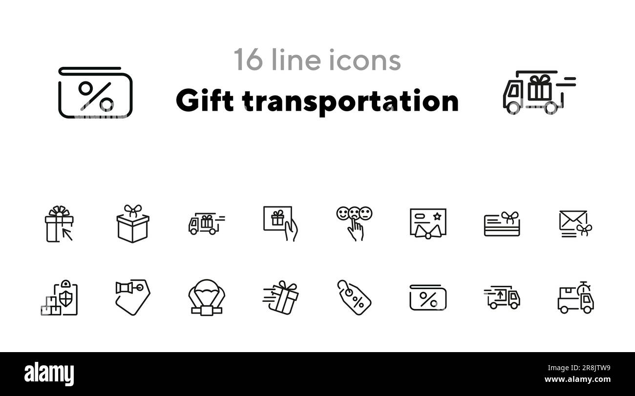 Gift transportation line icon set Stock Vector Image & Art - Alamy