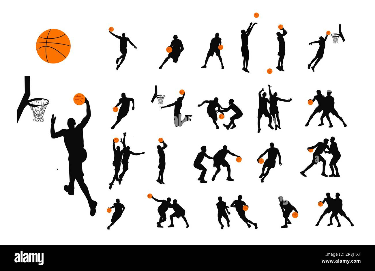 Man basketball player, people playing basketball silhouette Stock ...