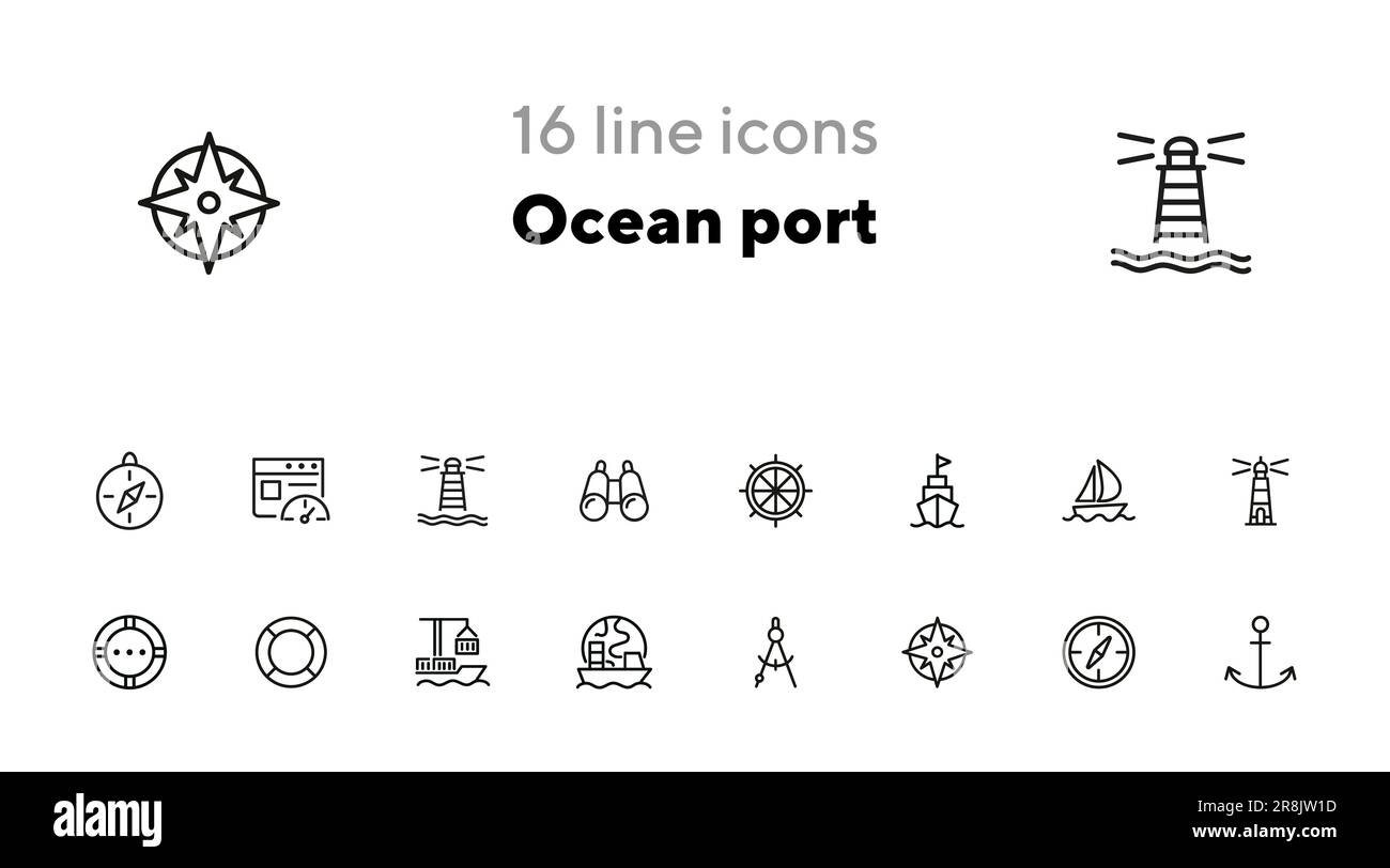 Ocean port line icon set Stock Vector Image & Art - Alamy