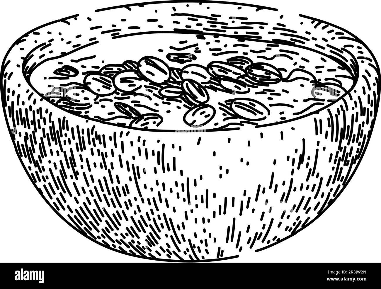 Oatmeal Oat Bowl Sketch Hand Drawn Vector Stock Vector Image And Art Alamy