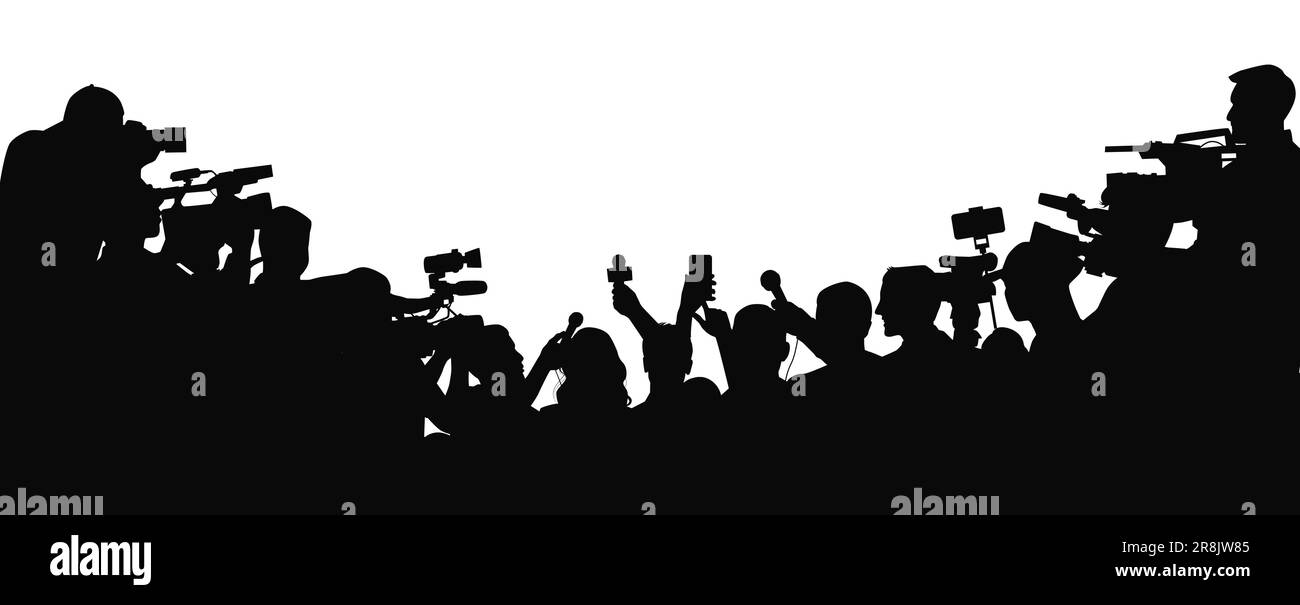 Young woman is tv interviewing Black and White Stock Photos & Images ...