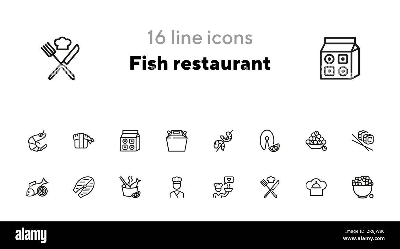 Fish restaurant line icon set Stock Vector Image & Art - Alamy