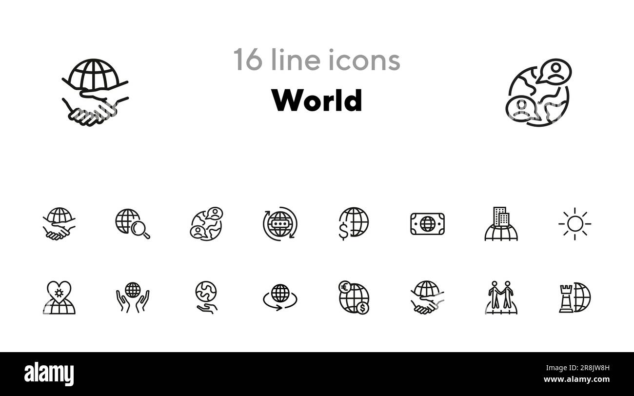 Globe currency icon outline Cut Out Stock Images & Pictures - Alamy