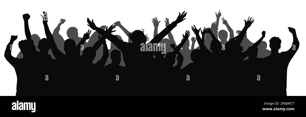 Cheering crowd at a concert.. Happy group of young people dancing at ...