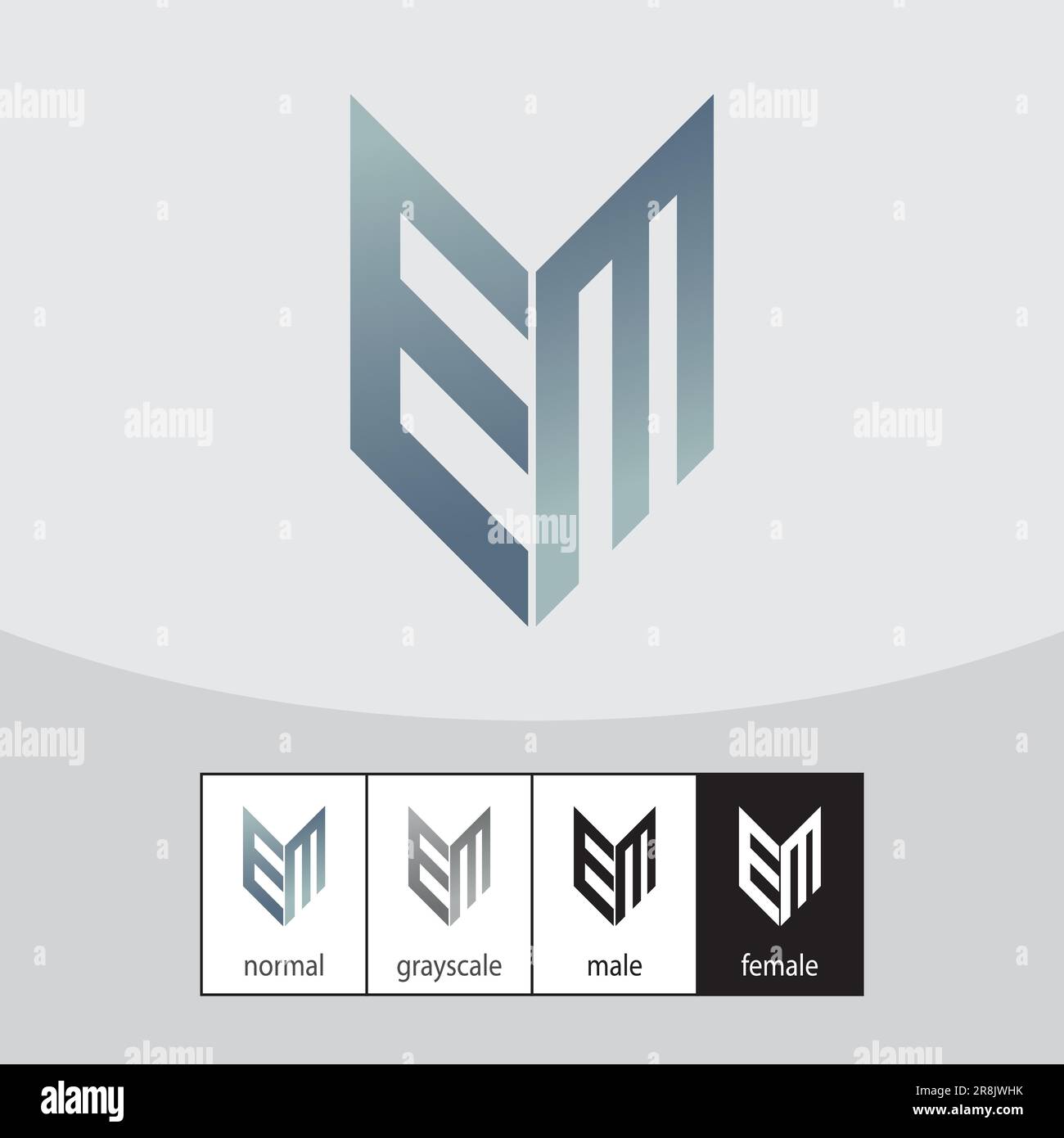 E and M Letter Logo. Metalic Gradient - Vector Stock Vector Image & Art ...