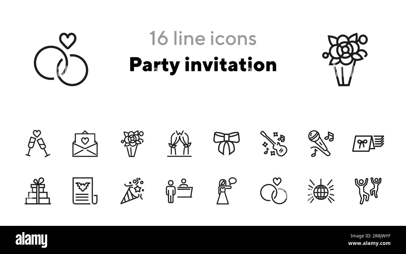 Party invitation line icon set Stock Vector Image & Art - Alamy