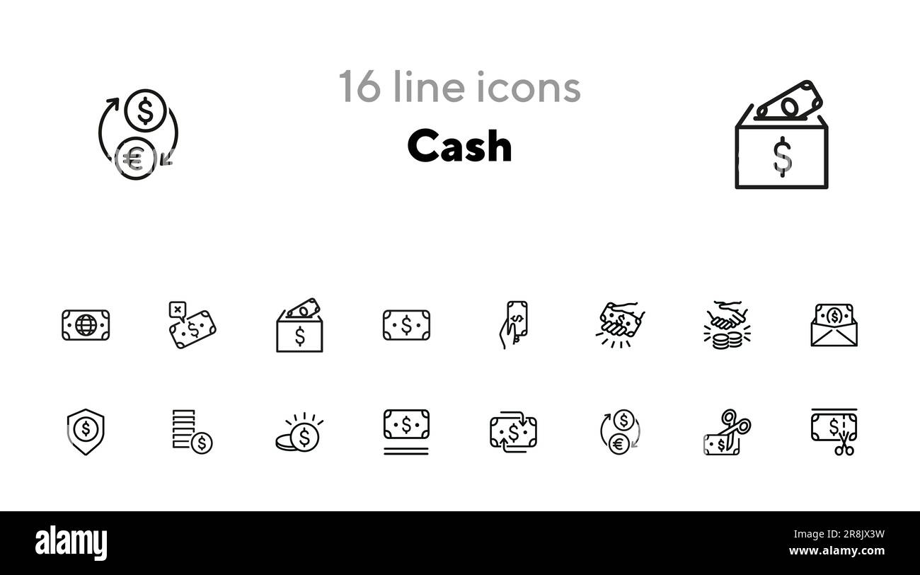 Cash line icon set Stock Vector Image & Art - Alamy
