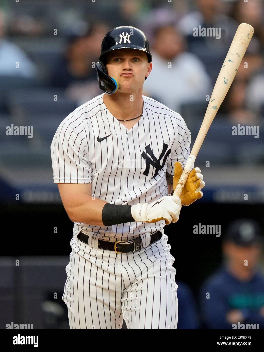 New York Yankees' Jake Bauers reacts after hitting a two-run home run ...