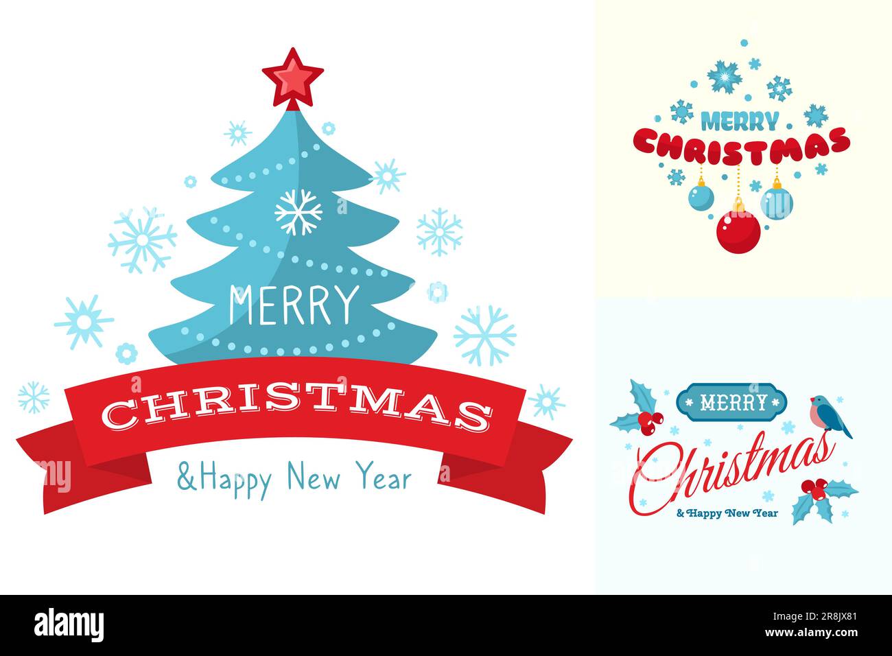Christmas tree inscription merry Stock Vector Images - Alamy
