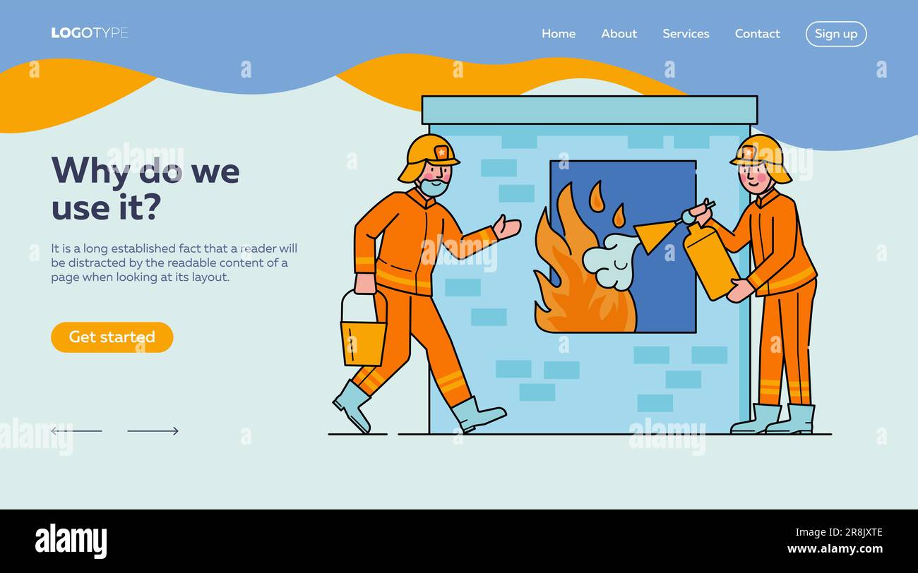 Firefighters extinguishing flame through window Stock Vector Image ...