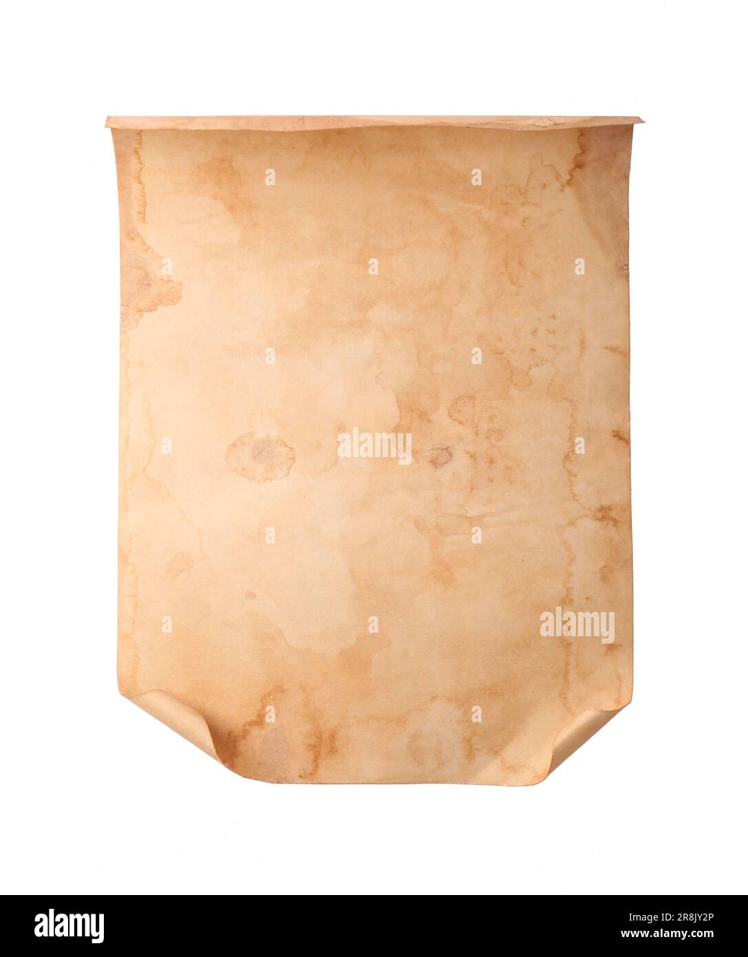 Sheet of old parchment paper on white background, top view Stock Photo ...