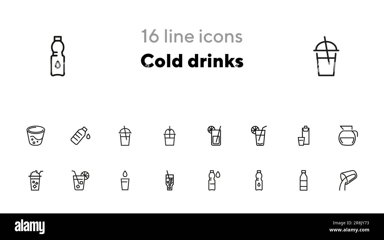 Cold drinks line icon set Stock Vector Image & Art - Alamy