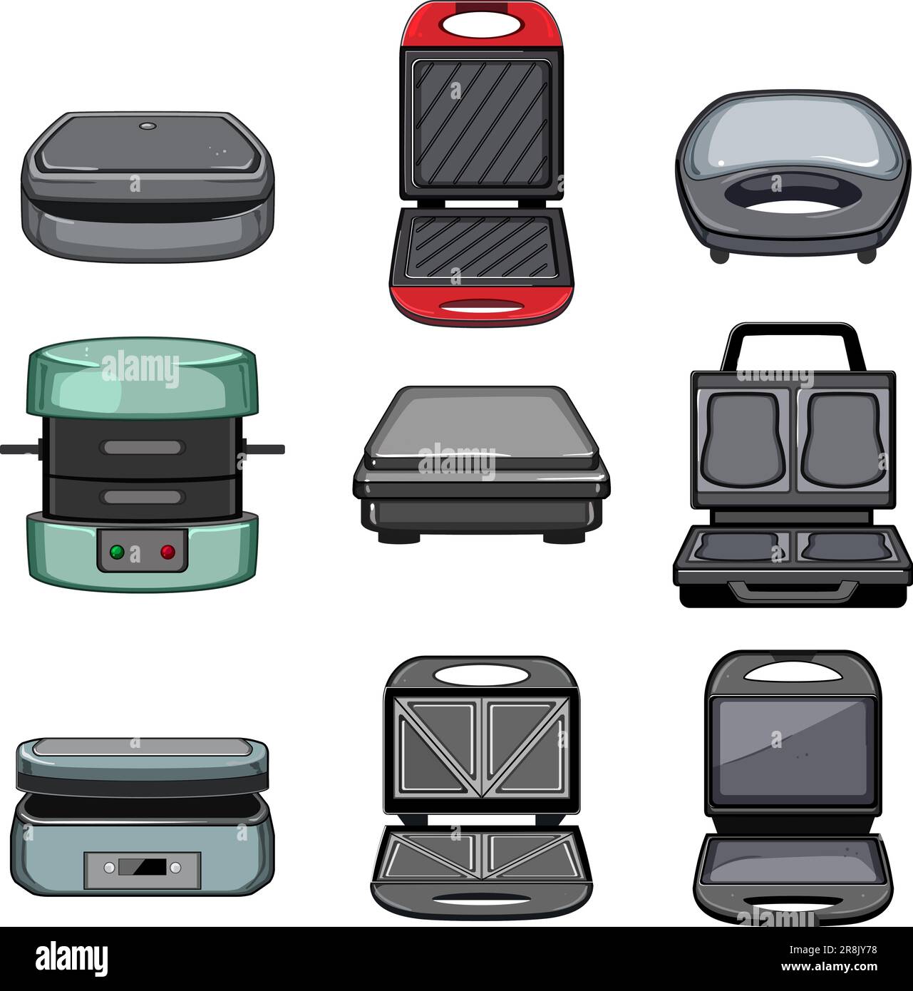 sandwich maker set cartoon vector illustration Stock Vector Image & Art ...