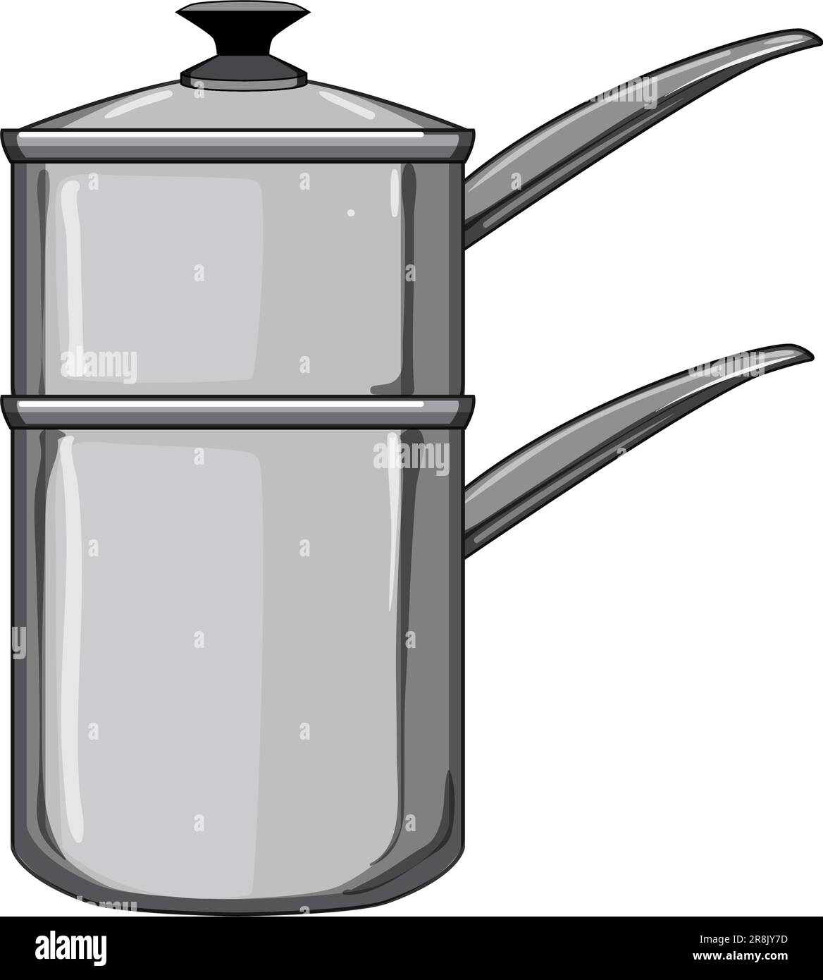 chocolate double boiler pan cartoon vector illustration Stock Vector ...