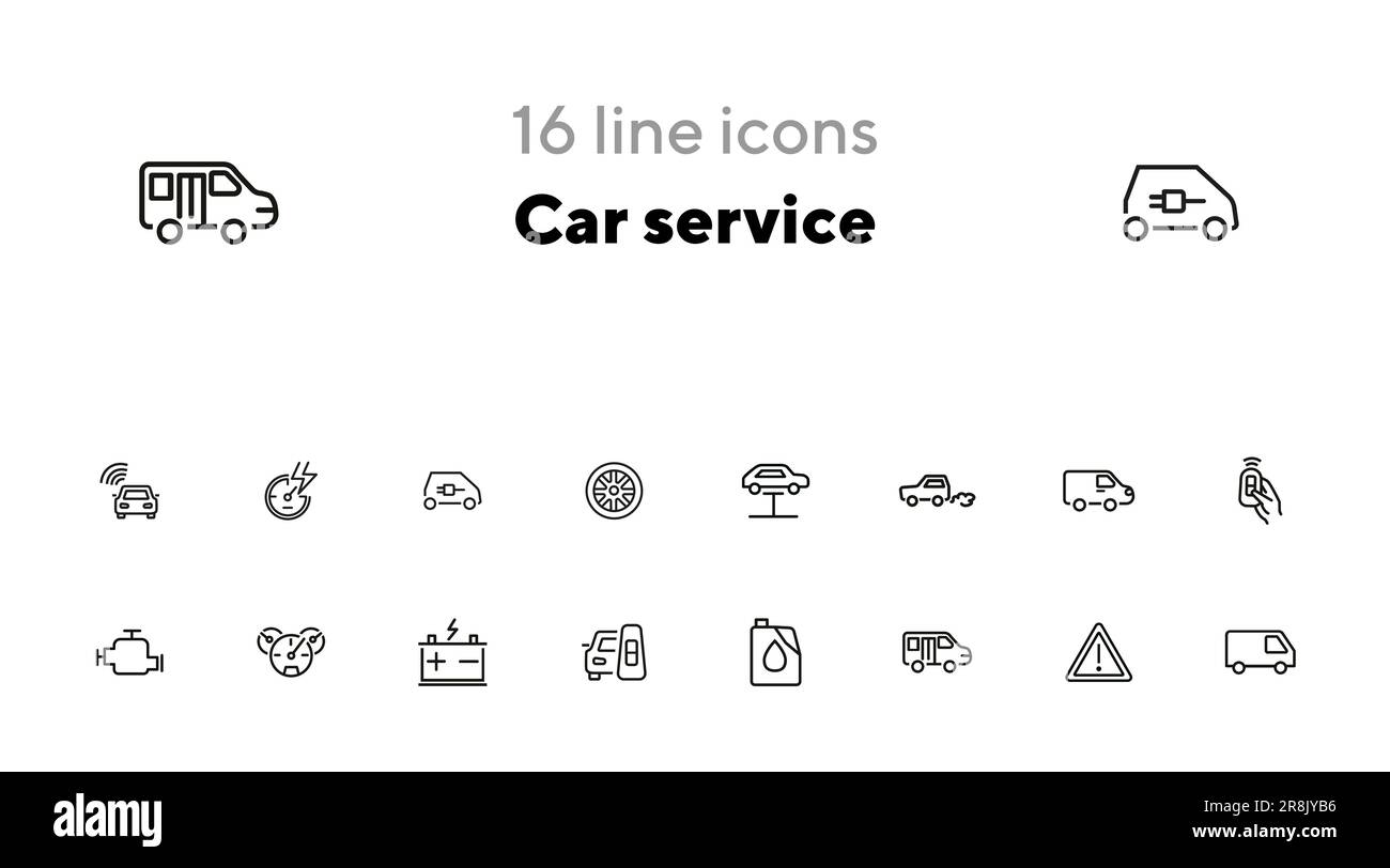 Car service line icon set. Lift, battery, van Stock Vector Image & Art ...