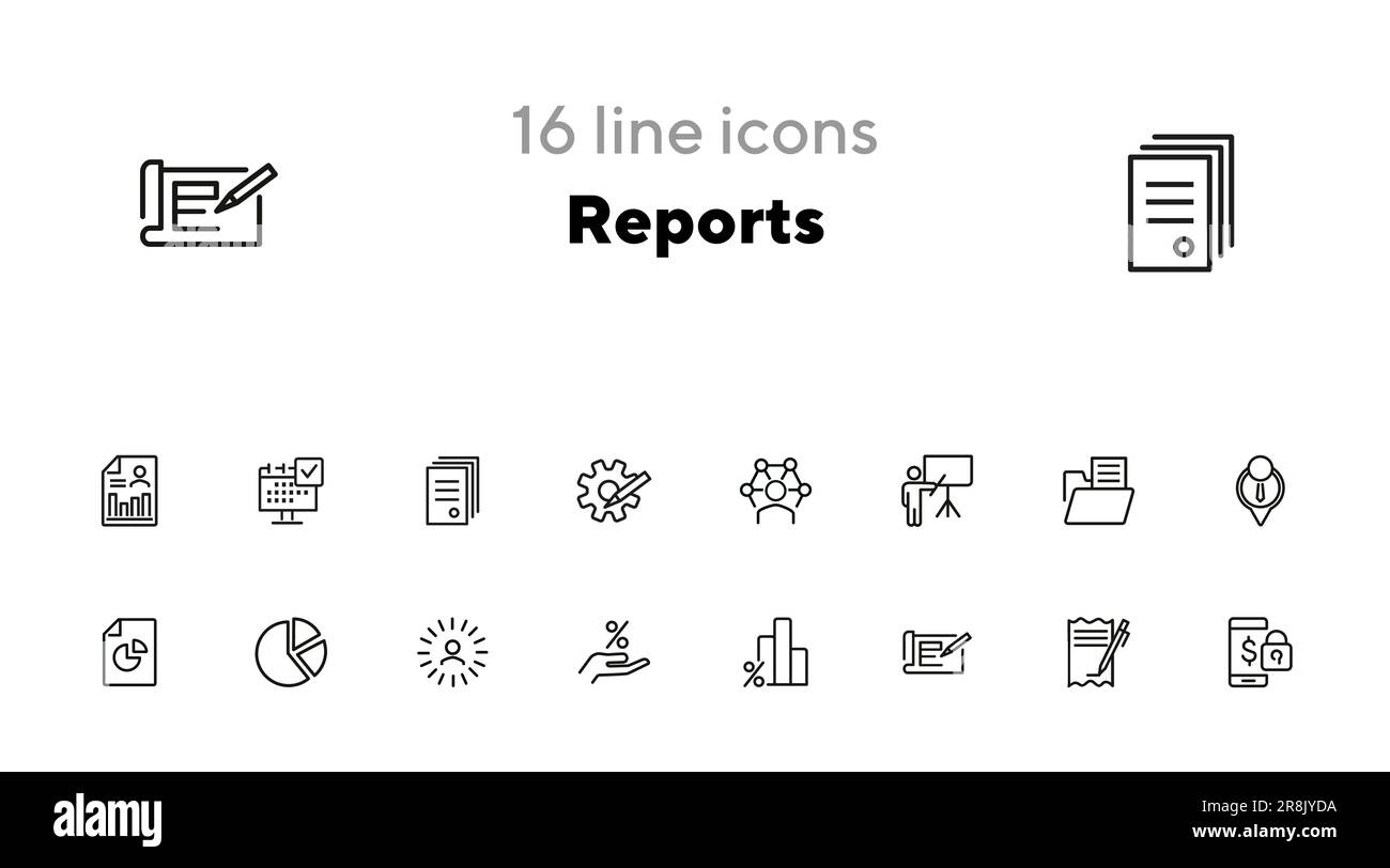 Reports line icon set Stock Vector Image & Art - Alamy