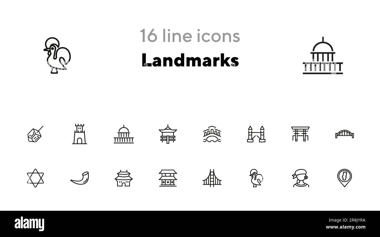 Landmarks line icon set. Venice, tower bridge Stock Vector Image & Art ...