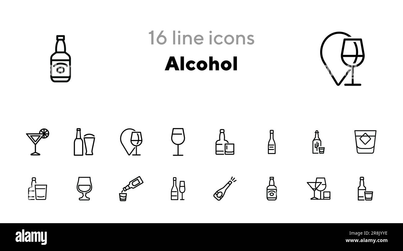Alcohol line icon set Stock Vector Image & Art - Alamy