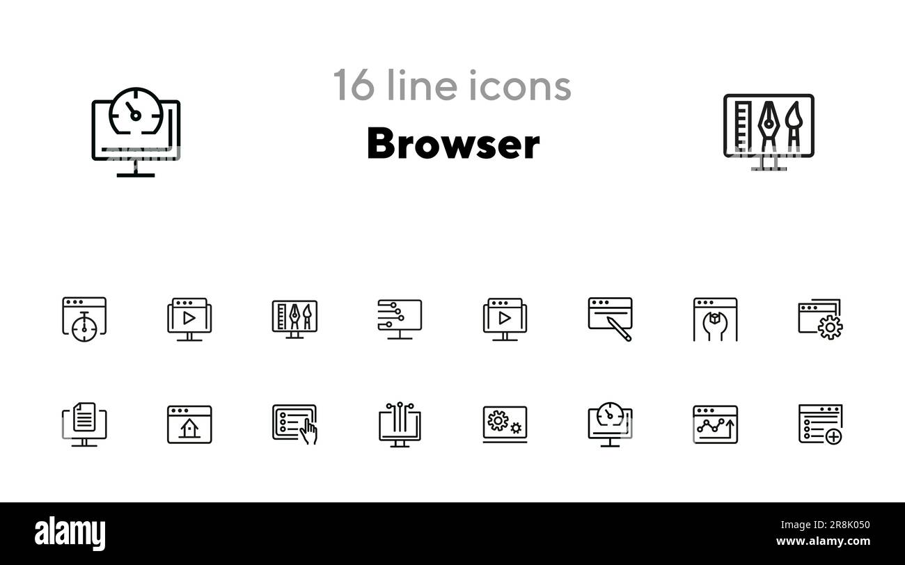 Browser line icon set Stock Vector Image & Art - Alamy