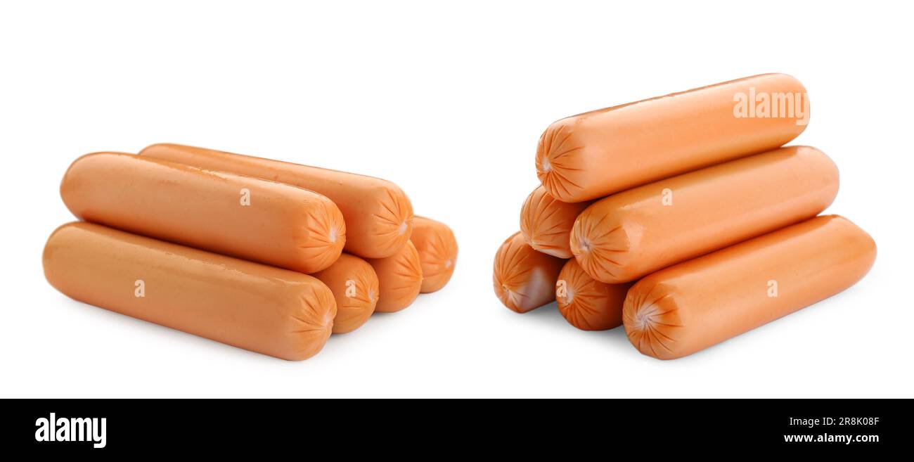Collage fresh raw sausages hi-res stock photography and images - Alamy