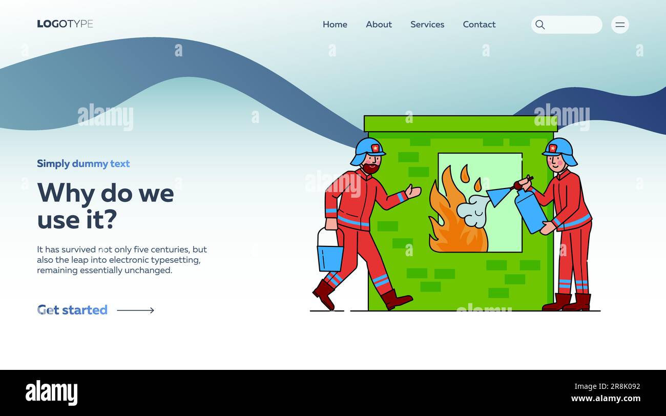 Firefighters extinguishing flame through window Stock Vector Image ...