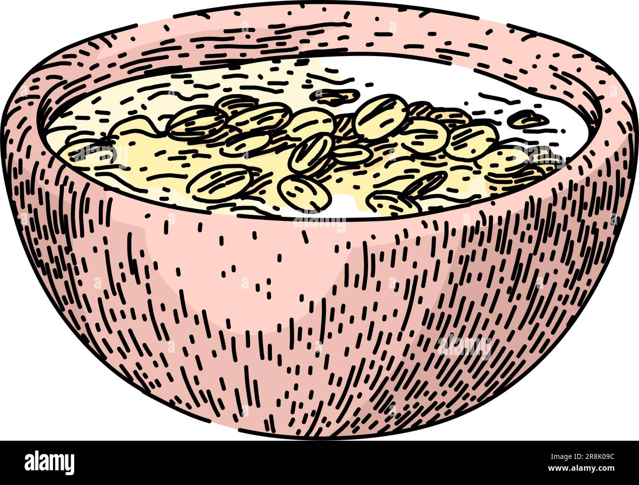 oatmeal oat bowl sketch hand drawn vector Stock Vector Image & Art - Alamy