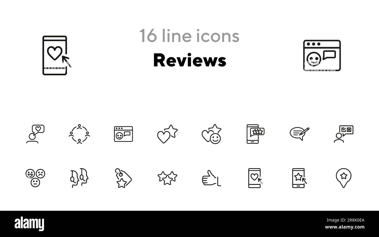 Reviews line icon set Stock Vector Image & Art - Alamy