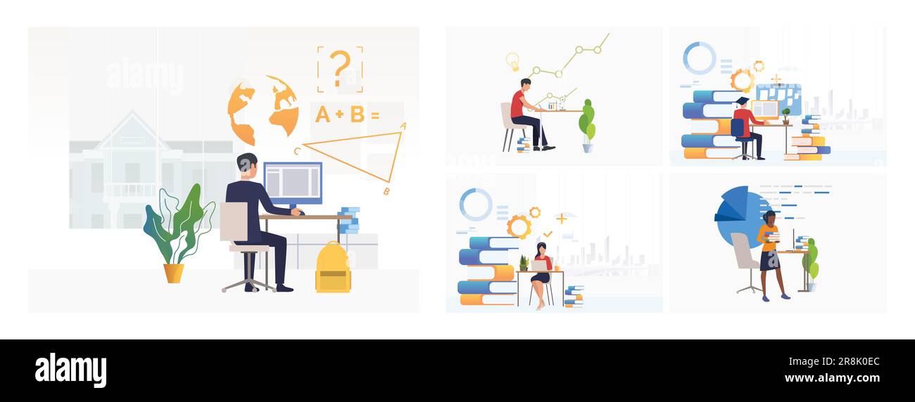 Set of students studying Stock Vector Image & Art - Alamy