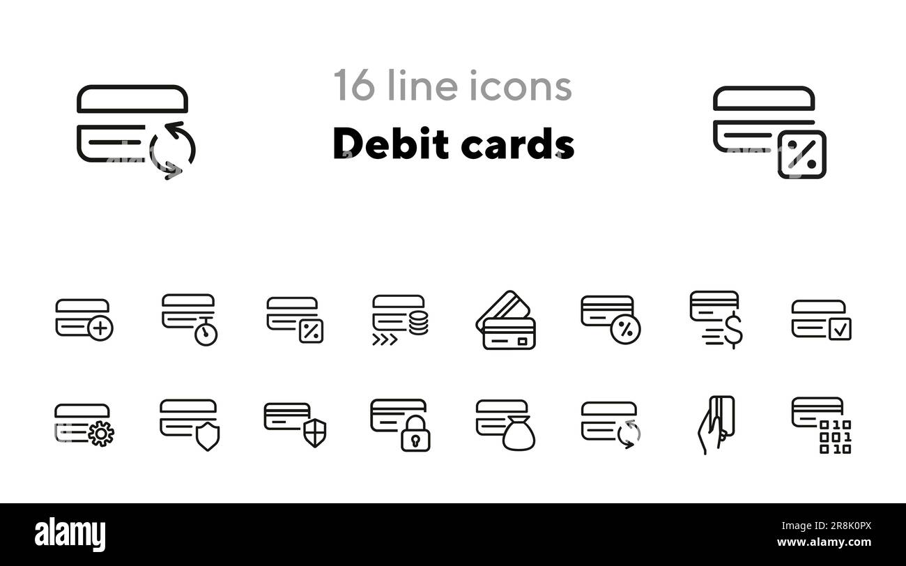 Debit cards line icon set Stock Vector Image & Art - Alamy