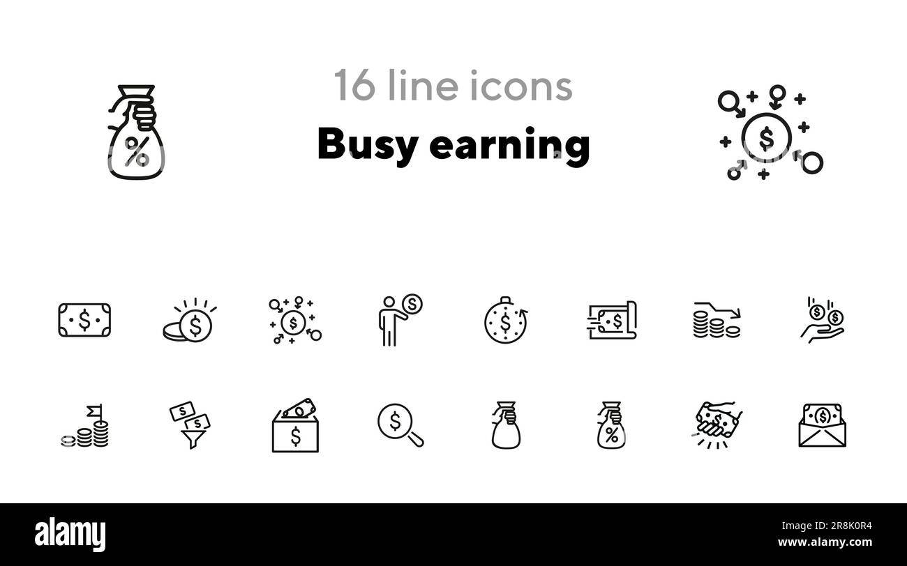 Busy earning line icon set Stock Vector Image & Art - Alamy