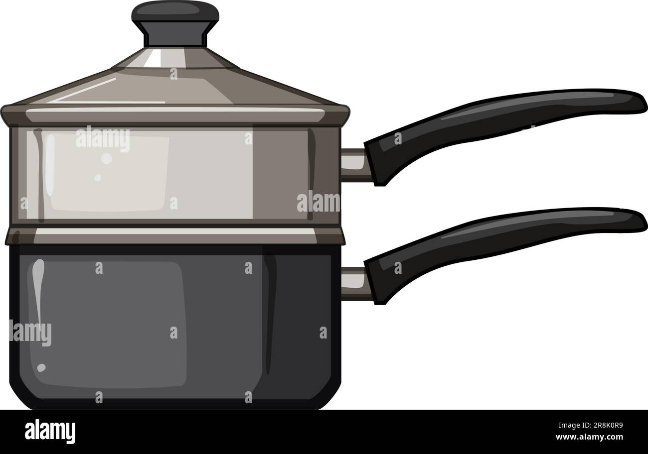 home double boiler pan cartoon vector illustration Stock Vector Image ...
