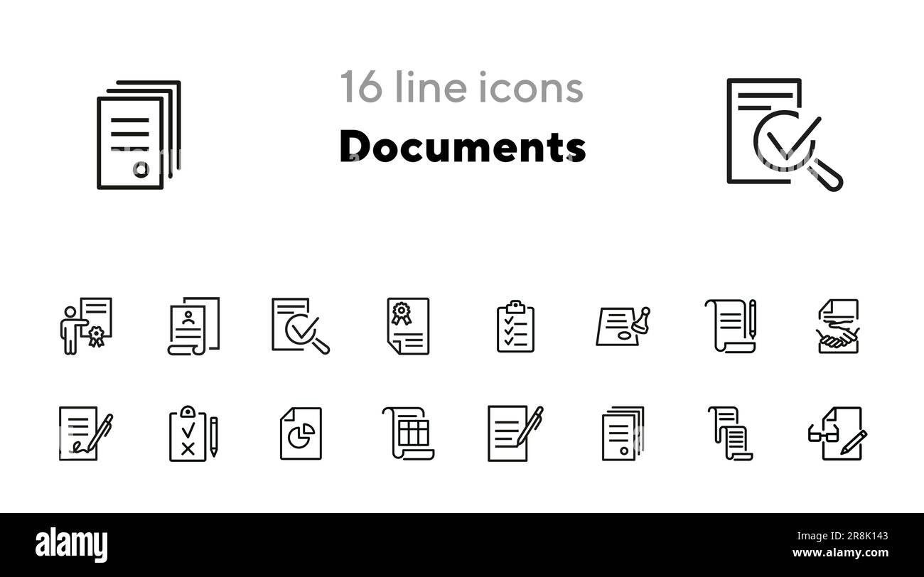 Documents line icon set Stock Vector Image & Art - Alamy
