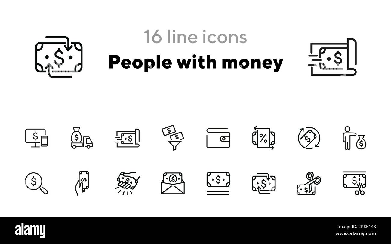 People with money line icon set Stock Vector Image & Art - Alamy