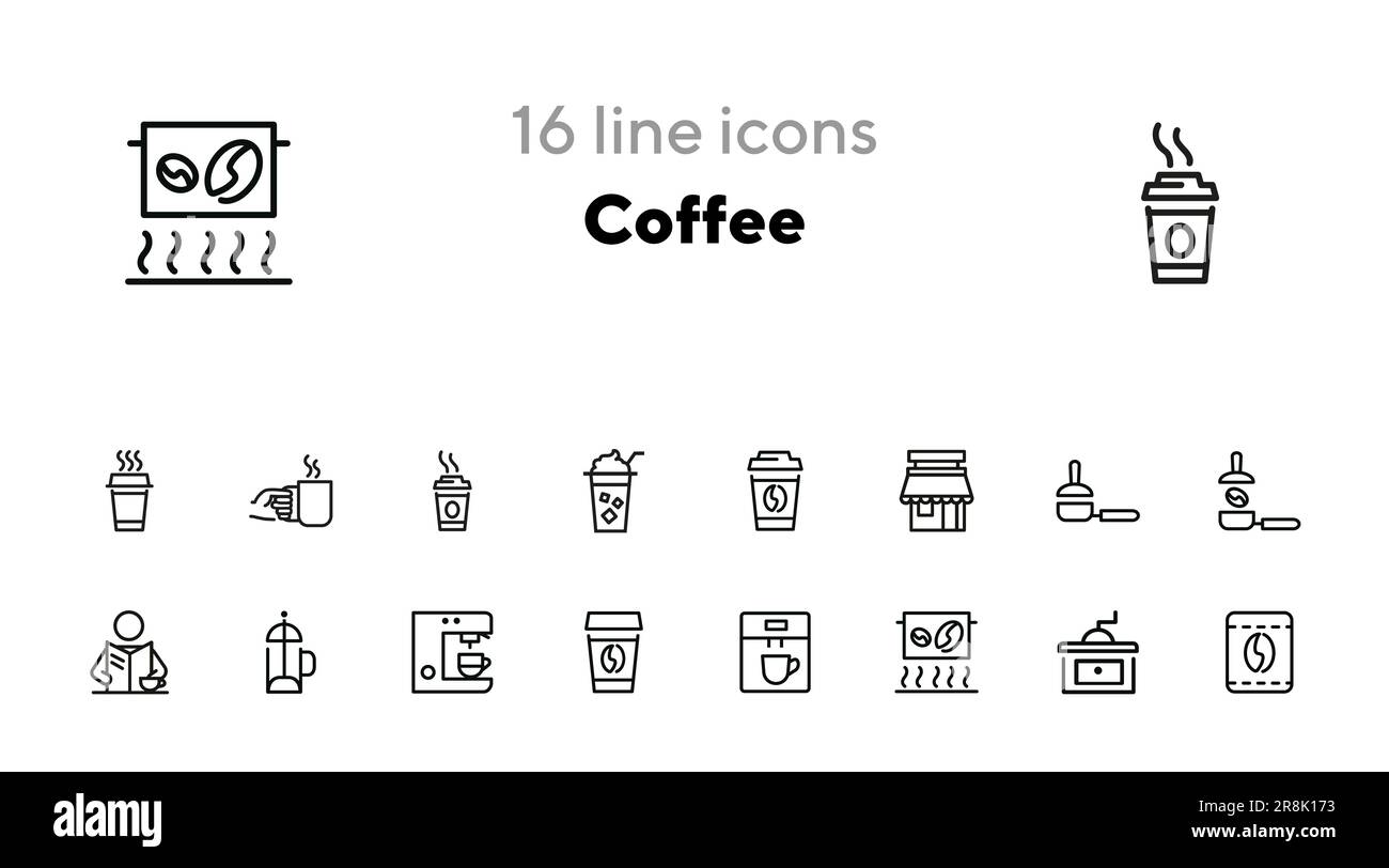 Coffee line icon set Stock Vector Image & Art - Alamy