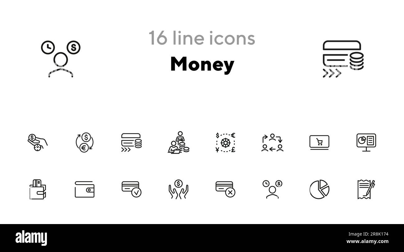 Money line icon set. Currency, credit card Stock Vector Image & Art - Alamy