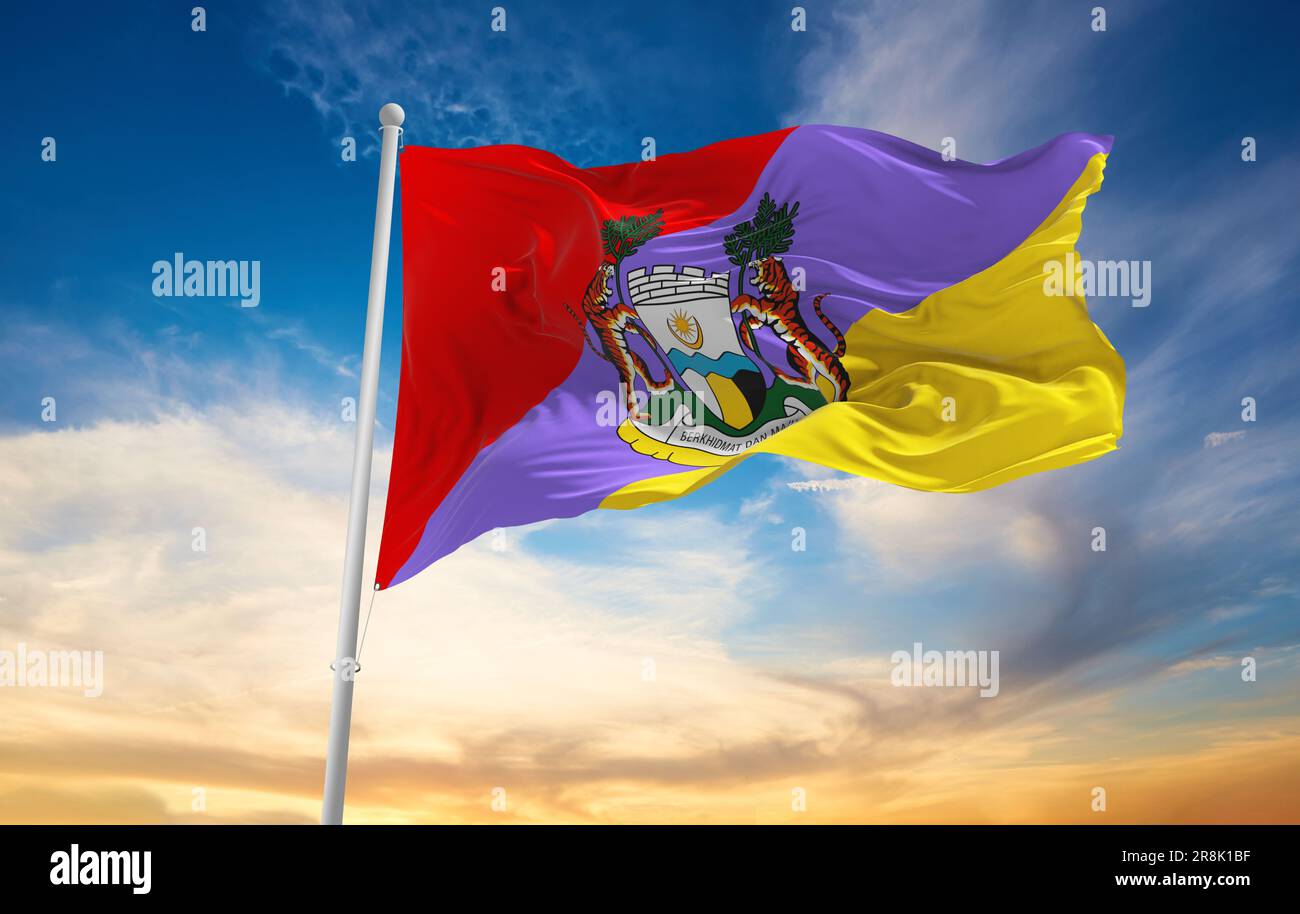 official flag of Ipoh, Perak Malaysia at cloudy sky background on ...