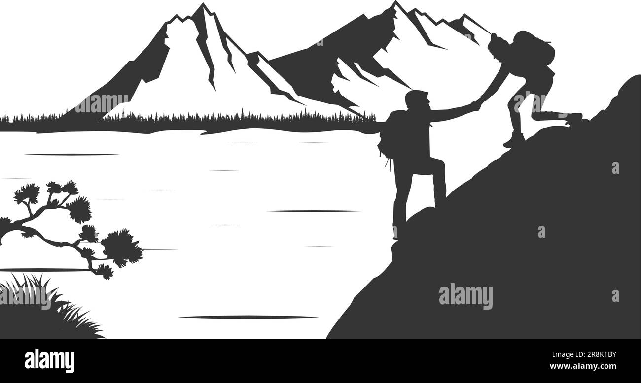 Helping hand sky background Black and White Stock Photos & Images - Alamy