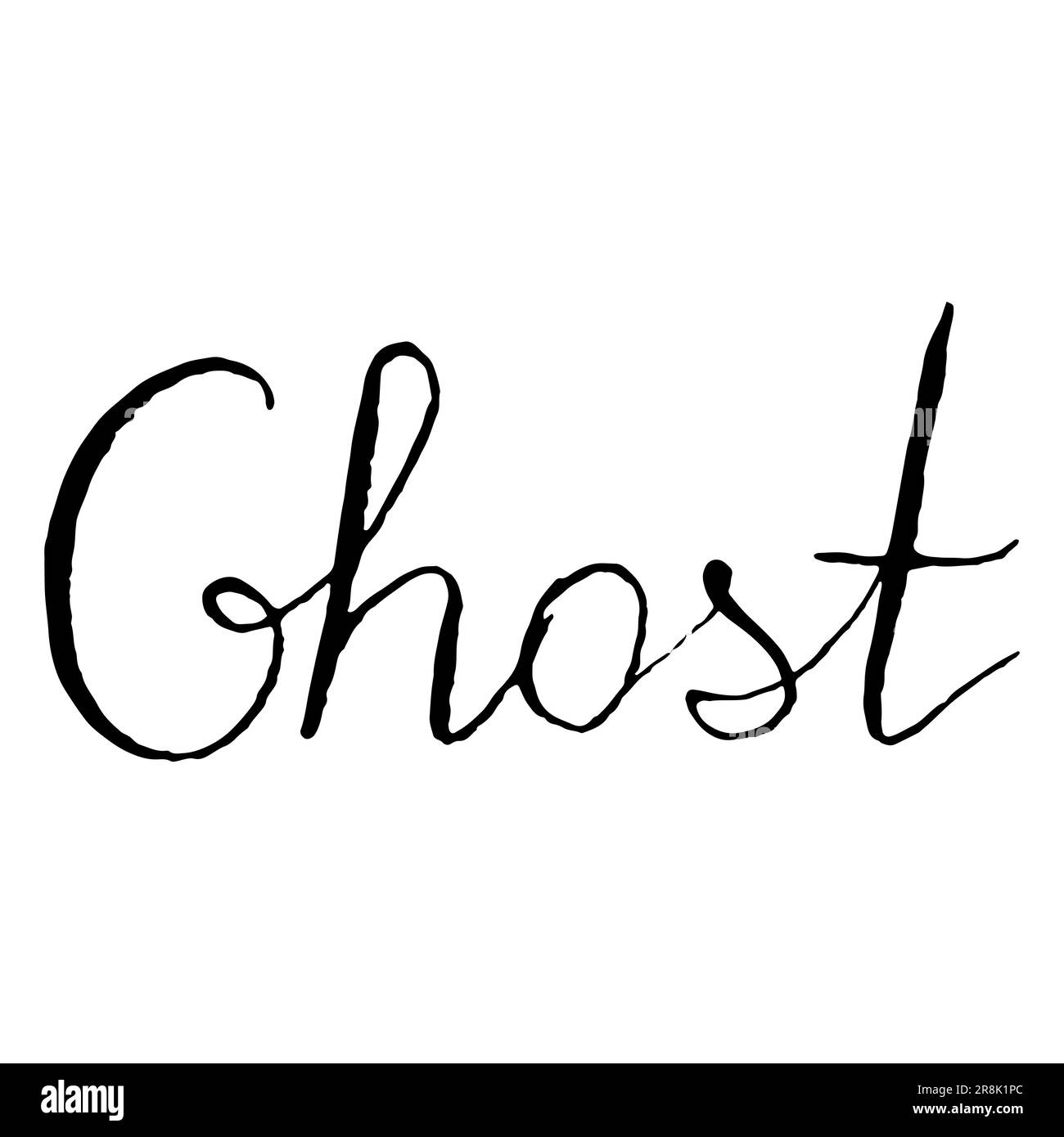 Monochrome black and ghost word lettering typographic isolated vector ...