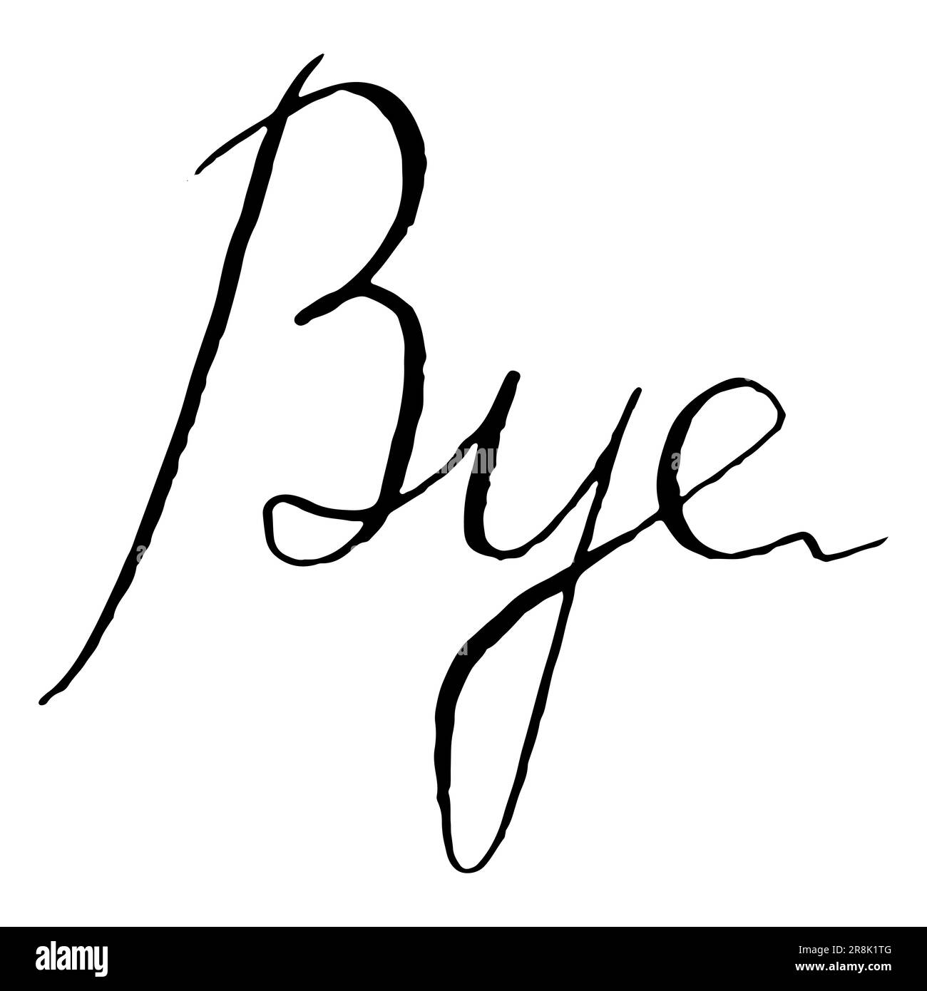 Monochrome black and white bye word lettering typographic isolated ...