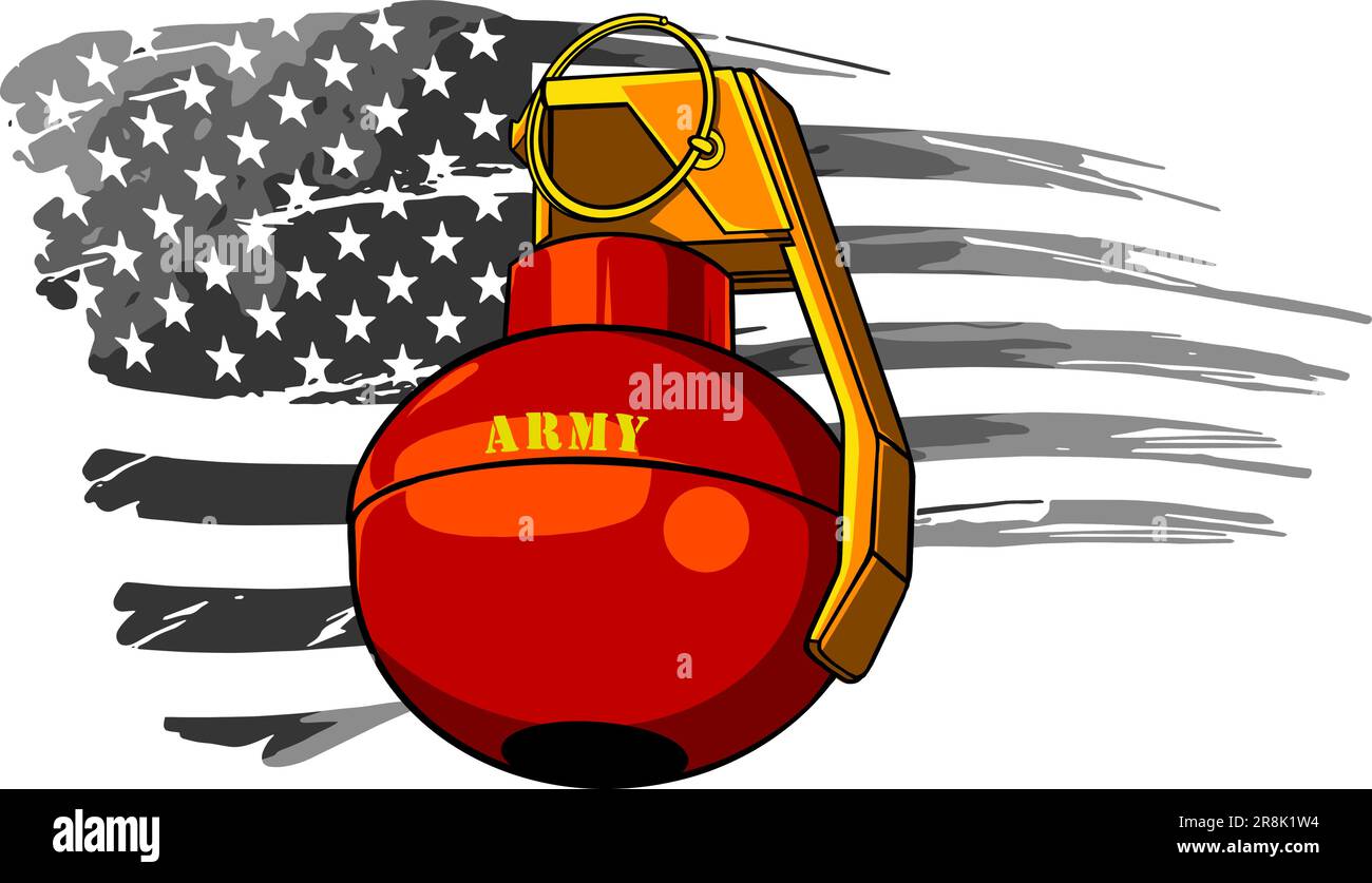 vector illustration of Hand grenade with american flag Stock Vector ...