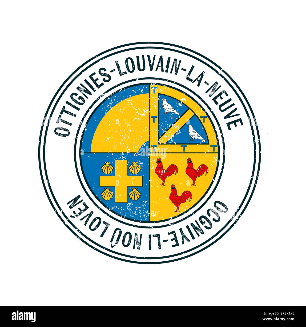 Ottignies Louvain la Neuve, Belgium city vector grunge rubber stamp ...