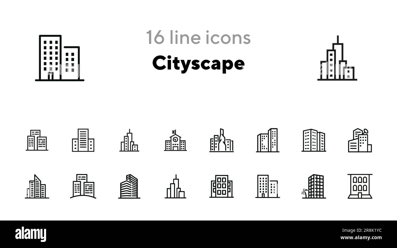 Cityscape line icon set Stock Vector Image & Art - Alamy