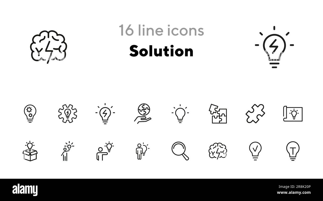Solution line icon set Stock Vector Image & Art - Alamy